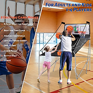 Outspurge Foldable Electronic Dual Basketball Arcade Game,Double Shot 2Player,8 Game Options w/4 Balls LED Scoring System & Indoor Basketball Game for Kids, Youth Adults