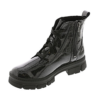 UGG Unisex-Child Ashton Lace Up Glitter Boot, Glitter-black, 2 Little Kid