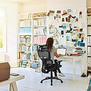 POWERSTONE Ergonomic Office Chair - High Back Computer Chairs with Adjustable Headrest Armrests and USB Massage Lumbar Support Gaming Chair 140°Reclining Breathable Mesh Back