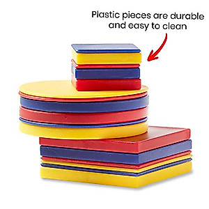 hand2mind Plastic Attribute Blocks Student Kit, Geometry Set, Preschool Learning, Manipulatives for Preschool, Montessori Math, Shapes for Toddlers, Home Schooling Materials Pre-K (Set of 60 Blocks)