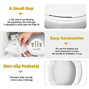 Round Toilet Seat, Slow Close, Thickened Material, No Wiggle Never Loosen, Easy To Install And Clean, Fit Most Round Toilets, White (16.5”)