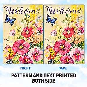 Vigor Home Butterfly Flowers Florals Garden Flag,Blackout 12x18 Inch Double Sided,Vertical Welcome Garden Flags For All Seasons, Outdoor Home Patio Yard Flag Farmhouse Decorations