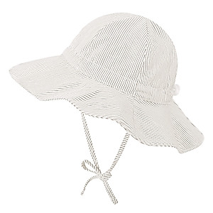Zando Baby Girl Sun Hat Infant Wide Brim Hats Baby Boy Beach Hat UPF 50+ Toddler Caps for Boys Girls Baby Bucket Hat Beige 6-12 Months
