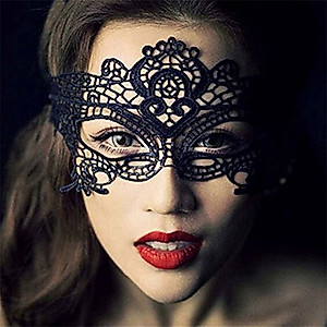 CNYMANY 15 Packs Women's Sexy Flexible Lace Masks Eye-mask for Ball Party Venetian Masquerade Costume - Black