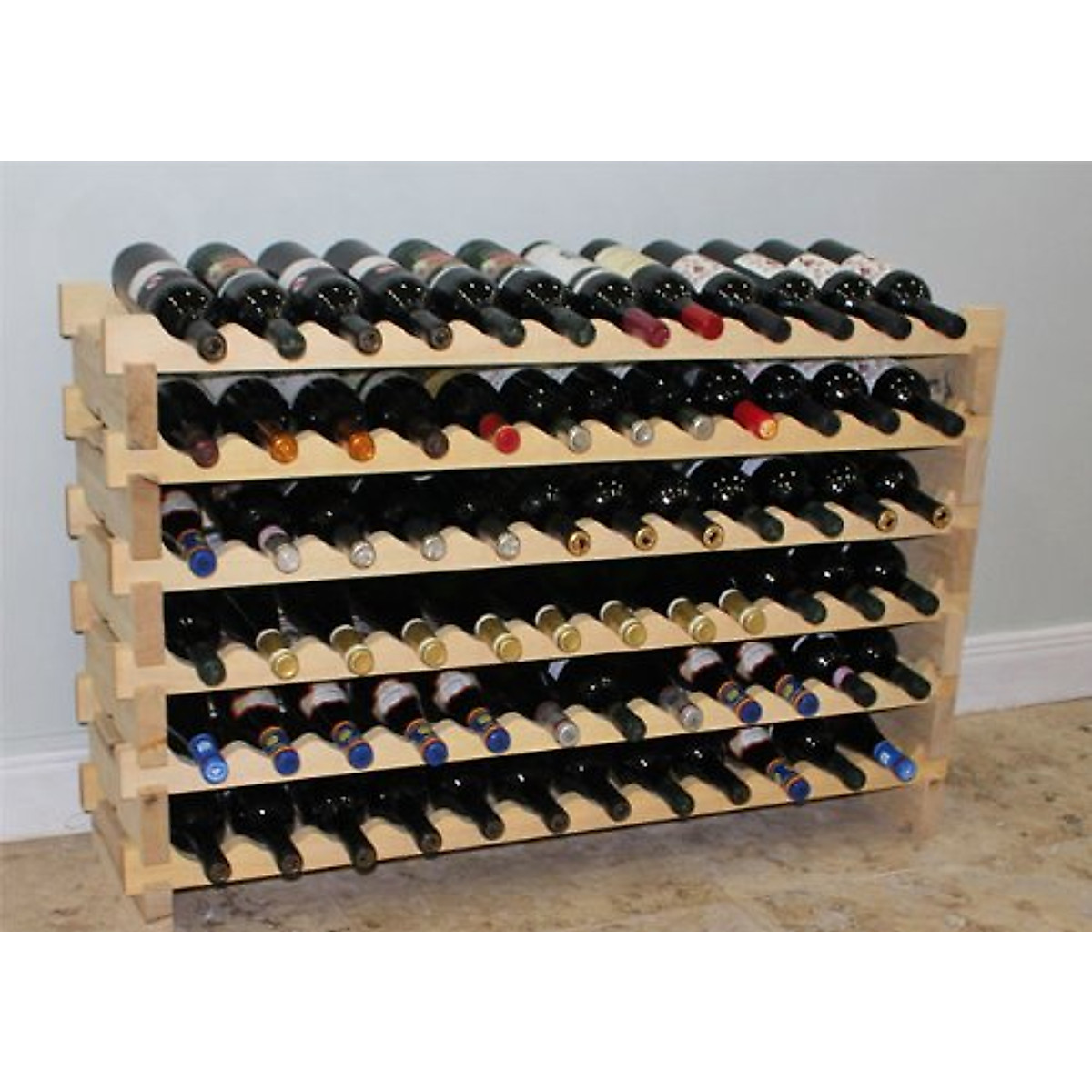 Stackable Wine Rack-72 Bottles Modular Hardwood Wine Racks, Very Easy to Put Together
