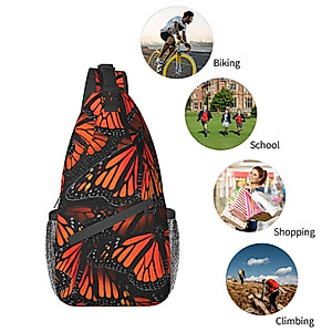 Hicyyu Monarch Butterflies Outdoor Crossbody Shoulder Bag For Unisex Young Adult Hiking Sling Backpack