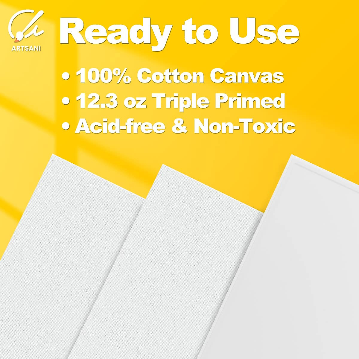 Canvas Panels, 100% Cotton 12.3 oz Triple Primed Canvases for Painting, Acid-Free Flat Thin Canvas Large Blank Art Canvas Boards for Acrylic Oil Watercolor Gouache Painting (White, 18"x24"(6-Pack))