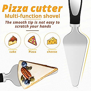 KUFUNG Pizza Sever, Stainless Steel Pizza Pastry Server, Pizza Cutter Shovel with Non Slip Handle for Pizza, Pies, Waffles and Dough Cookies, Easy to Use and Clean (2.4x5 inch(Triangle), Black)