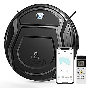 Lefant Robot Vacuum Cleaner, Tangle-Free Suction, Slim, Quite, Automatic Self-Charging, Wi-Fi/App/Alexa/Remote Control, Good for Pet Hair, Hard Floor and Low Pile Carpet, M210 Black