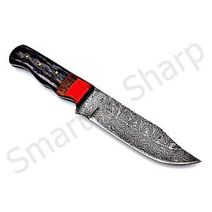 Smart & Sharp Custom Handmade Damascus Steel Hunting Knife/Skinning Knife AA-17284 (Black Wood)