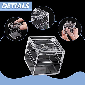 BENECREAT 10pcs 1.57x1.57 Inch Magnifier Box, Clear Square Magnifier Case Acrylic Display Box for Jewellery Display, Insect Observation, Crafting