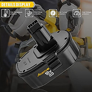 Ahomtikk 2Pack 6.0Ah Lithium-Ion Battery Replacement for Dewalt 18V XRP Battery DC9096 DC9098 DC9099 DE9096 DE9095 DW9096 DW9098 DW9095 DC9182 Dewalt 18V Batteries