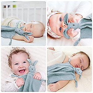 SWIMFUN Personalized Muslin Lovey Blanket, Embroidered Baby Security Blanket Bunny Comforter, Soft Sleeping Toy, Personalized Baby Gift, Custom Name