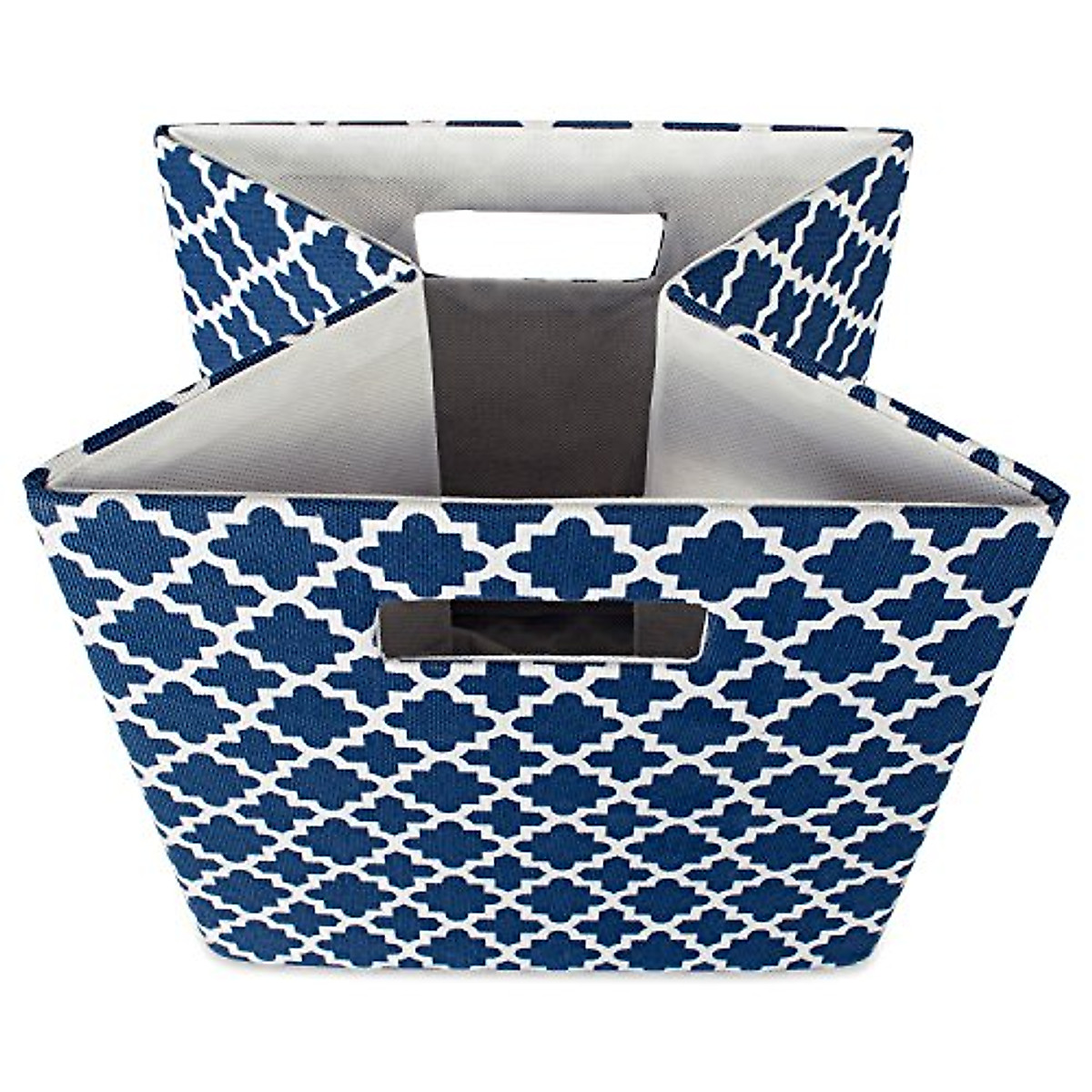 DII Hard Sided Collapsible Fabric Storage Container for Nursery, Offices, & Home Organization, (13x13x13) - Lattice Nautical Blue