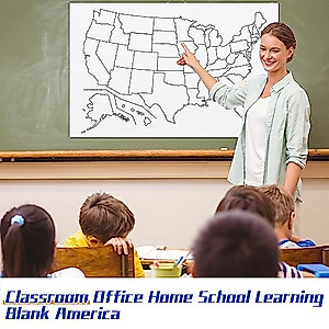 24 x 36 Inch Blank United States Map Dry Erase Poster Laminated US Outline Map Poster with Black Dry Erase Marker and Dry Erase Cleaning Cloth Blank USA Map Poster for Classroom Office Home School