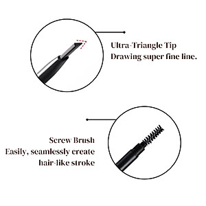 IM UNNY Designing Eyebrow Pencil with Brush (Brown), Waterproof, Ultra-Triangle Tip to draw Precise hair-like stroke, Longwearing, Soft texture with Natural colors for Daily look, Korean Makeup