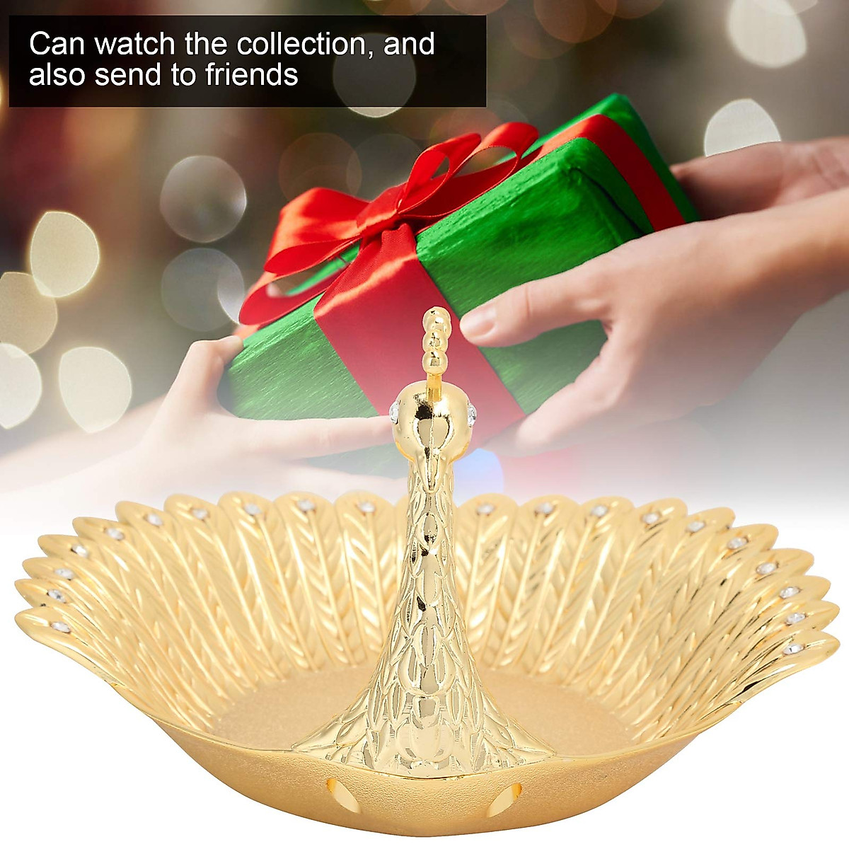 Dried Fruit Plate, Home Peacock Shape Metal Table Snack Tray, for Decoration Place Dried Fruit