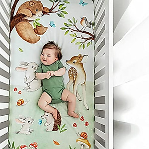 Mini Crib Sheet, Pack n Play or Playard Crib Sheet by Rookie Humans: 100% Cotton Sateen. Use as a Photo Background for Your Baby Pictures. Fits Mini Crib Size (38x24 inches) (Enchanted Forest)