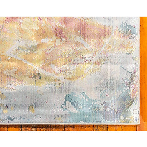 Unique Loom Estrella Collection Distressed, Floral, Abstract, Modern, Bright Colors Area Rug, 5' 0" x 8' 0", Multi/Blue