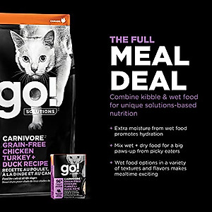 GO! SOLUTIONS Carnivore Grain Free Dry Cat Food, 3 lb - Chicken, Turkey + Duck Recipe - Protein Rich Dry Cat Food - Complete + Balanced Nutrition for All Life Stages