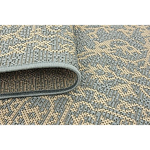 Unique Loom Botanical Collection Bohemian, Abstract, Traditional, Indoor and Outdoor Area Rug, 4' 0" x 6' 0", Light Blue/Beige