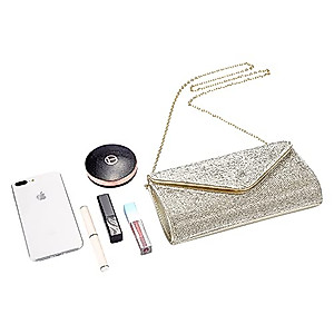 BENCOMOM Women's Gold Clutch,Gold Evening Clutch Purses For Women Evening Gold Clutch Bags Shoulder Crossbody Handbags Bridal Prom Wedding Party gold Purse