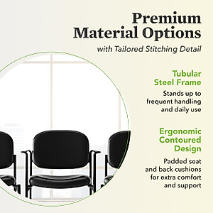 HON Scatter Office Guest Chair Stackable Waiting Room Chairs with Arms - Side Office Guest Chairs & Reception Chairs with Wheels - Lobby Chairs for Conference, Breakroom, Church, School, Black Fabric