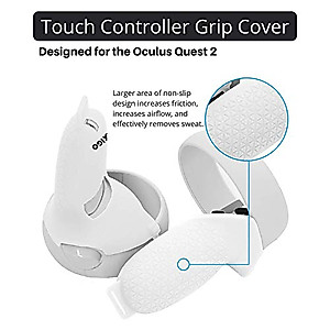 NexiGo Newest Touch Controller Grip Cover & Knuckle Strap & Lens Protect Cover Set for Oculus Quest 2, Professional Silicone Protection Accessories, Sweatproof, Anti-Fall, Matte White