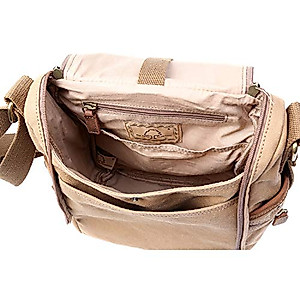 TSD The Same Direction ATONA Canvas Leather Trim Crossbody Bag (Khaki)