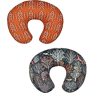 UDERUI 2 Pack Floral Nursing Pillow Cover Slipcover for Breastfeeding Pillows, Soft and Stretchy Safely Breastfeeding Pillow Cover for Girl,Cotton(Multi)