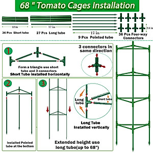 WYRJXYB Tomato Cages for Garden - Heavy Duty Steel Tomatoes Cage 3 Packs Tall Up to 68in & 164Ft Twist Tie -Tomato Plant Stakes Support Cages Trellis for Garden Pots Vegetable Climbing Plants Outdoor
