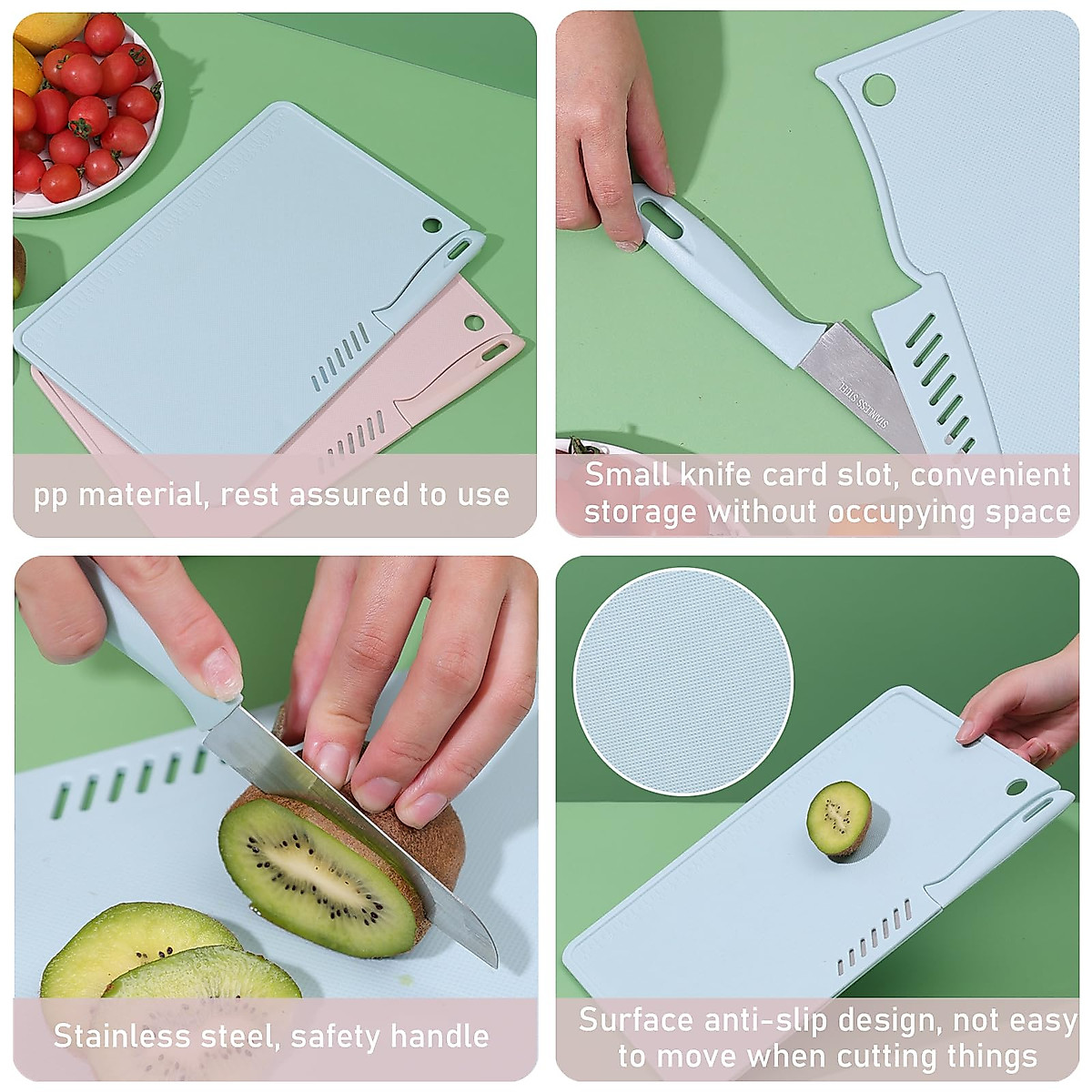 Mini Travel Cutting Board,Cutting Boards for Kitchen,Plastic Utility Cutting Board with Handles,Safe Multifunctional Portable Fruit Chopping Board With Knife Hanging Hole for Kitchen(pink)