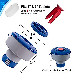 POOLAZA Pool Chlorine Floater, Premium Quality Floating Chlorine Dispenser for Pool, Larger Capacity Pool Floater for Chlorine Tablets, Durable Pool Tablet Floater Compatible with Bromine & Chlorine