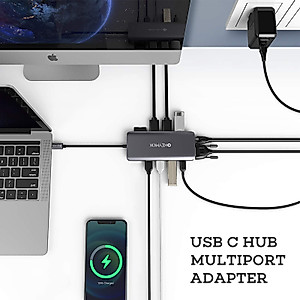 KEYMOX USB-C Laptop Docking Station, USB-C Hub, 11in1 Triple Display (Dual 4K HDMI&VGA) Type-C Adapter for HP Dell MacBook Pro and Windows (1Gbps Ethernet LAN, 100W PD, 4 x USB, SD TF Card Reader)