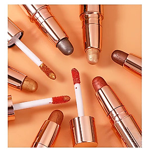 ABELYN 2-in-1 Cream Eyeshadow Stick 6 Colors Metallic Shimmer Eye Shadow Sticks & Highlighter Makeup Liquid Eye Shadow Pencil for Eyes (Pack of 6)