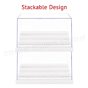 Tingacraft Acrylic Display Case (9.5 x 6.1 x 5.1 inch) Clear Box for Minifigures, White