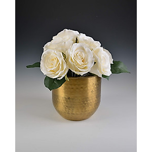 Serene Spaces Living Medium Antiqued Brass Vase - Simple Design with Curved Base Accent Piece, 5.75" Tall and 6" Diameter