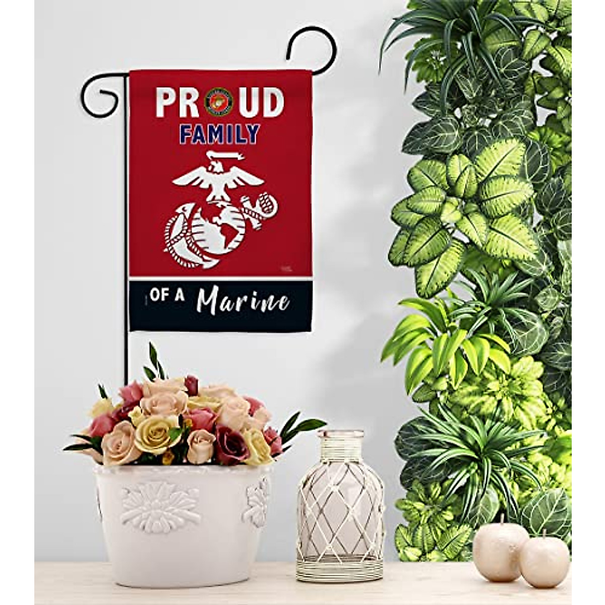 Breeze Decor Proud Family Garden Flag Armed Forces Marine Corps USMC Semper Fi United State American Military Veteran Retire Official House Banner Small Yard Gift Double-Sided, Red/Black