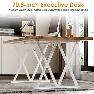 PAKASEPT 71" Executive Desk, Large Computer Office Desk Workstation, Modern Simple Style Laptop Desk, Dining Room Table, Business Furniture for Home Office