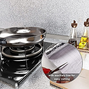 Kitchen Backsplash Stickers Self Adhesive Aluminum Foil Wallpaper, Oil Proof Heat Resistant Kitchen Wall Stickers for Cabinet Countertops Drawer Liner Shelves (15.7Inch x 16.4Ft)