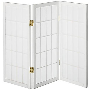 2 ft. Short Desktop Window Pane Shoji Screen - White - 3 Panels
