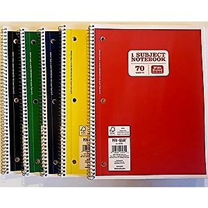 PDTXCLS Aeiniweraabbcc Back to School Wide Ruled 1 Subject Spiral Notebook 70 Sheets 10.5 inch x 8 inch (Pack Of 5)