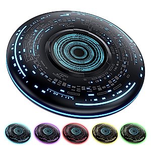 BNING Mouse Mover Device, RGB Breathing Light Mouse Jiggler Undetectable Mouse Shaker Simulator for Computer Laptop Awakening, Include USB C to USB Adapter & Charger (Black Magic Wheel)