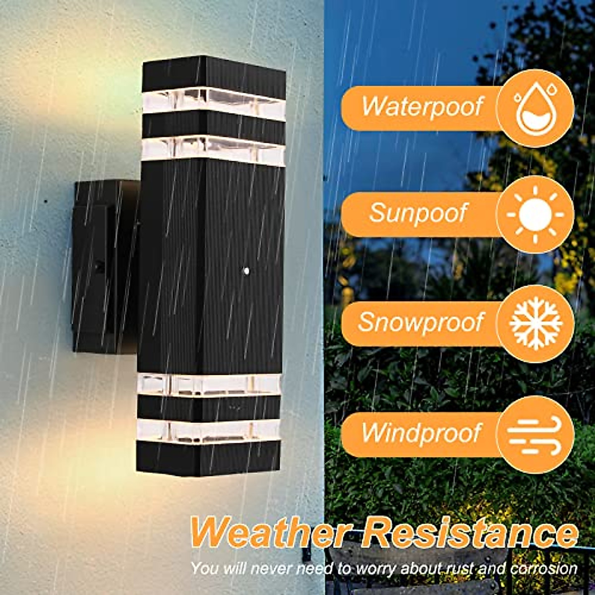 TEBLAMPUE Porch Lights with GFCI Outlet, Dusk to Dawn Outdoor Lights with Outlet, IP65 Waterproof Anti-Rust Exterior Light Fixture Outside Wall Sconce for House Porch Garage Front Door