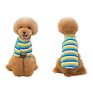 HOODDEAL Dog Striped Shirt Breathable Stretchy Puppy Bottoming T-Shirts Cozy Soft Cotton Knitted Elastic Pet Clothes Cat Costumes (XXL)