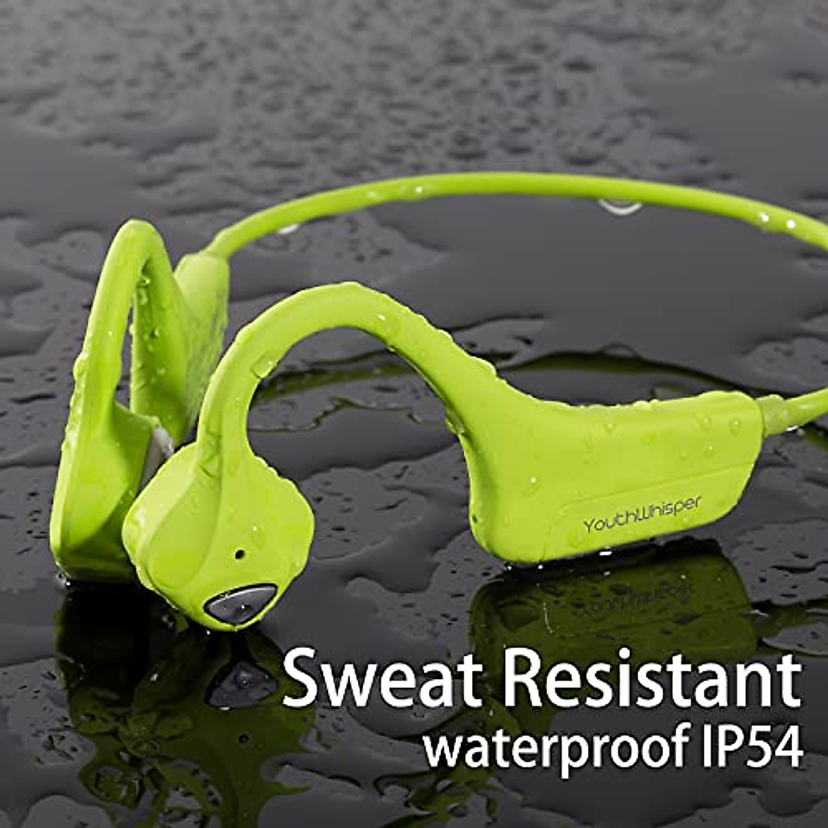 YouthWhisper Bone Conduction Headphones Bluetooth, Open Ear Wireless Headset with Mic, Sweat Resistant Earbuds for Runnig Workout Hiking Running Fitness Walking (Black)