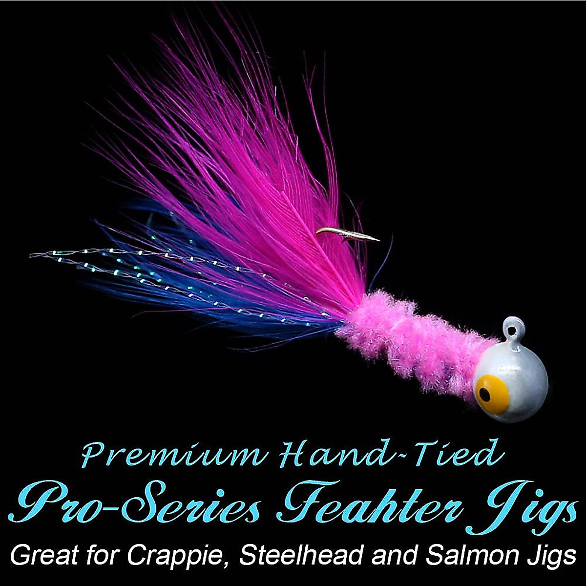 XFISHMAN-Crappie-Jigs-Marabou-Feather-Hair-Jigs-for-Crappie-Fishing-baits-and-lures kit Panfish Trout 1/8 1/16 1/32 oz