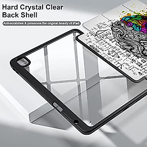 Batianda Case for iPad Air 11 inch 2024 M2/ iPad Air 5th/4th 2020 10.9 inch [Built-in Pencil Holder] Shockproof Cover with Clear Transparent Back Shell TPU Bumper Auto Sleep/Wake, Brain