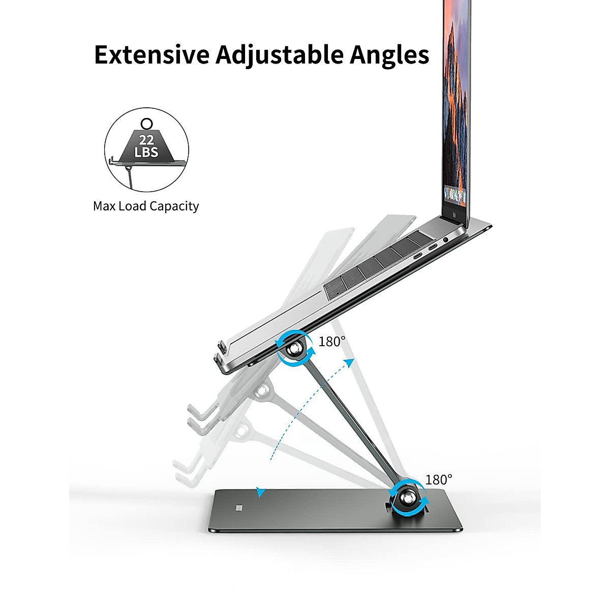 MOMAX Adjustable Laptop Stand, Portable Laptop Stand Adjustable Height Ergonomic Computer Stand Holder Lift for Desk Compatible with MacBook Air Pro, Dell XPS, HP All Laptops (11-17'') Dark Grey