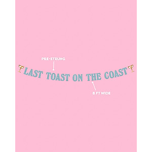 xo, Fetti Last Toast on the Coast Blue Glitter Banner - 5 Ft | Beach Bachelorette Party Decoration, Nautical Bridesmaid Favor, Coastal Bride To Be Photo Booth, Bach Backdrop, Bridal Shower Decor